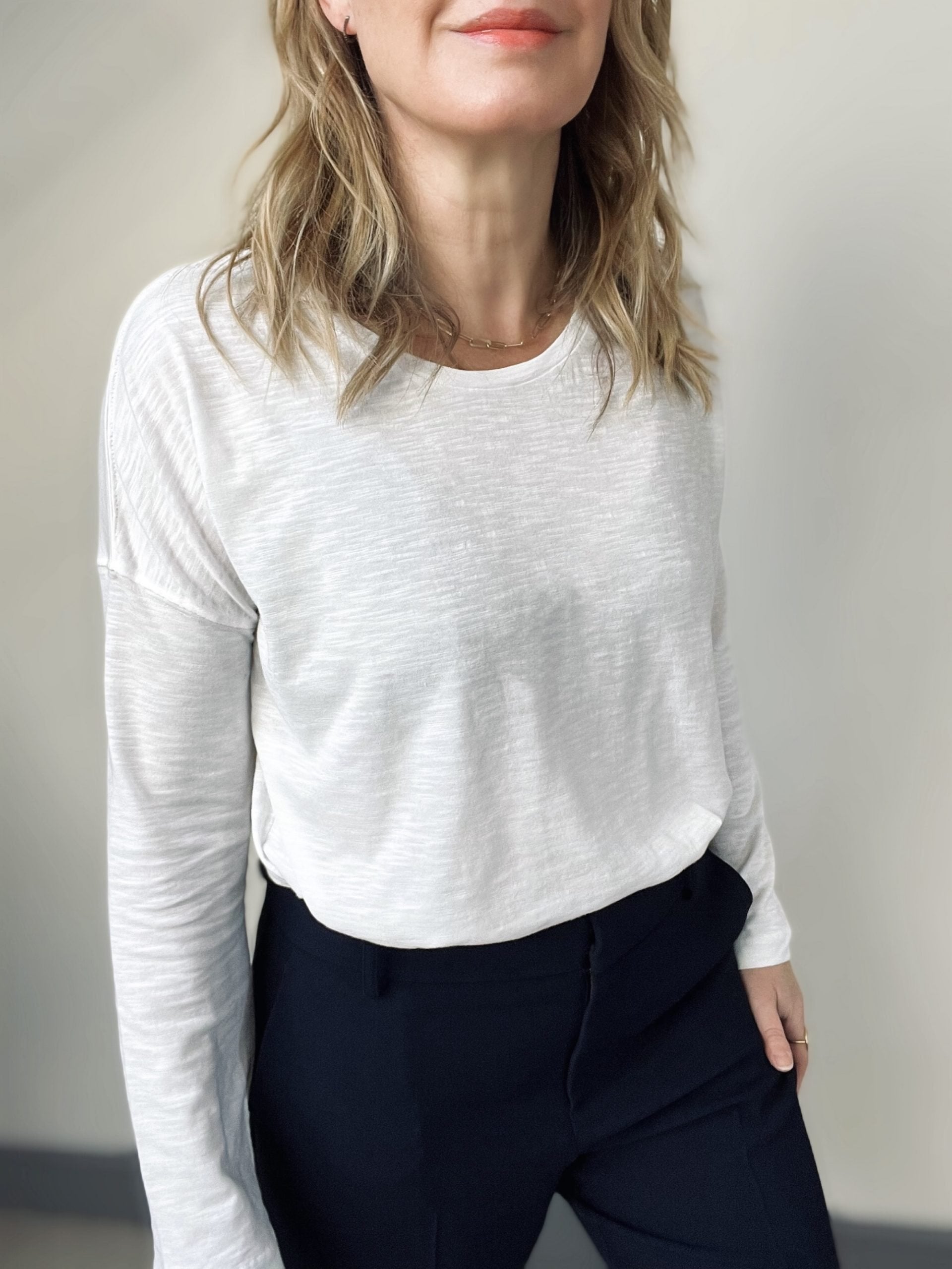 Long Sleeve Slouchy T-shirt White
